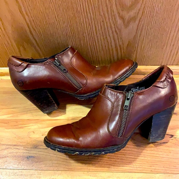 Born | Shoes | Born Cognac Brown Leather 37 65 Side Zip Shooties Ankle ...
